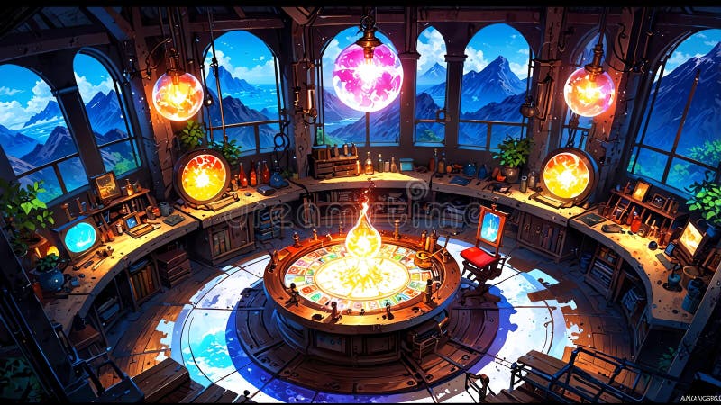 Vibrant Breathtaking Panoramic View of an Alchemy Lab Ai Generated ...