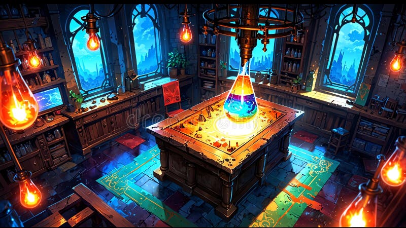 Vibrant Breathtaking Panoramic View of an Alchemy Lab Ai Generated ...