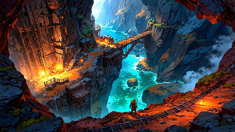 Vibrant Breathtaking Panoramic View of a Dwarven Mine Ai Generated ...