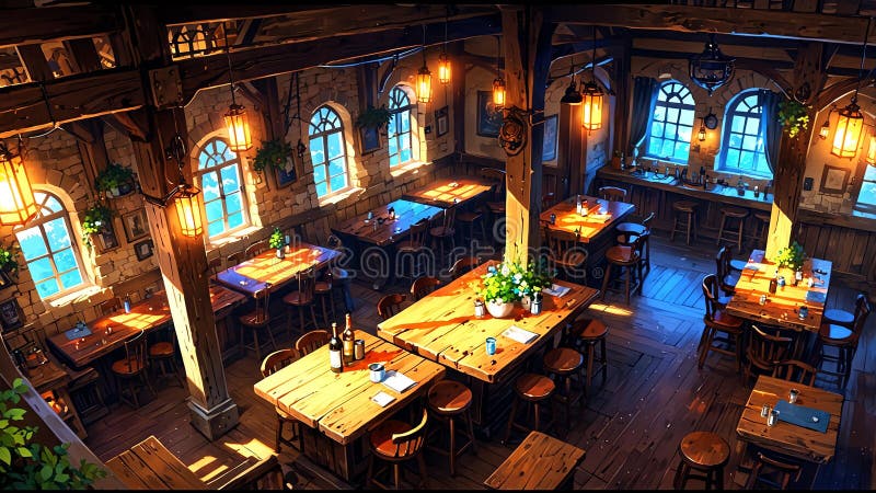 Vibrant Breathtaking Panoramic View of a Tavern Ai Generated Stock ...