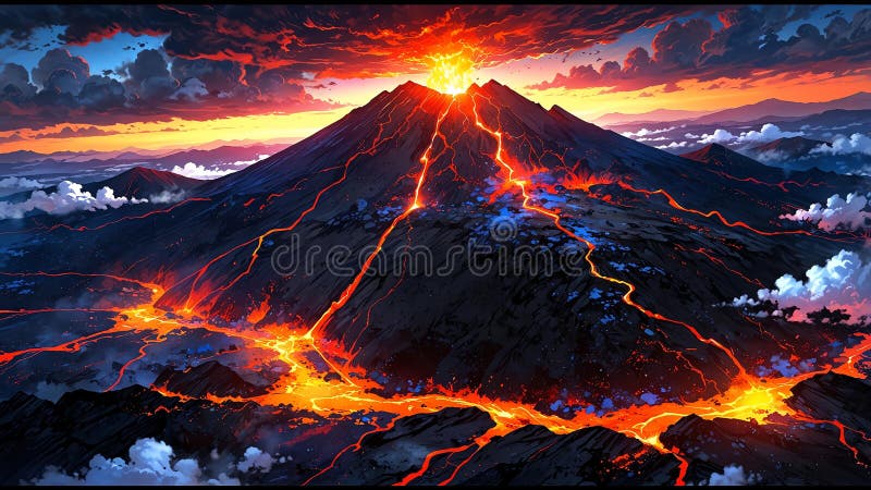 Vibrant Breathtaking Panoramic View of a Volcano Ai Generated Stock ...
