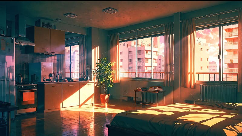 Vibrant Bright Apartment Anime Ai Generated Stock Illustration ...