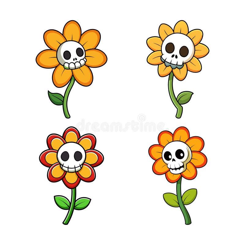 Vibrant Skeleton Flower Bright Design Stock Vector - Illustration of ...