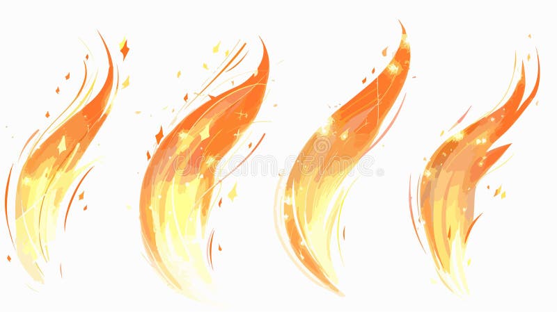 Vibrant Bright Flame Tails with Sparkles Vector Illustration Stock ...