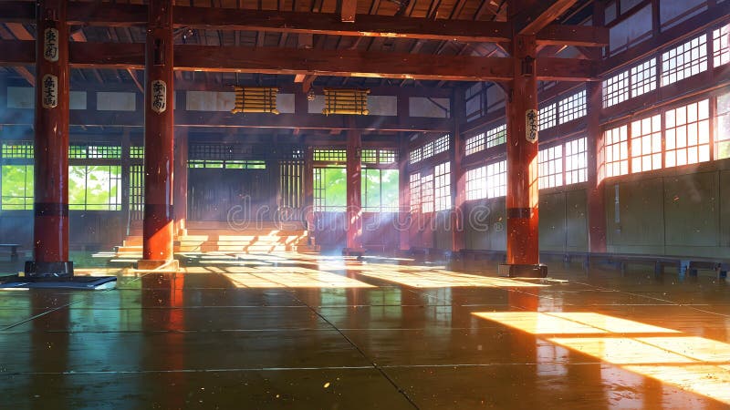 Vibrant Bright Front of a Dojo Anime Ai Generated Stock Illustration ...