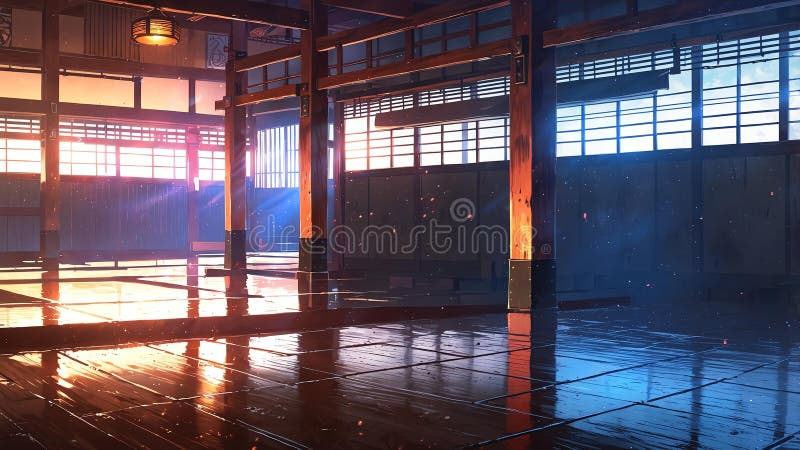 Vibrant Bright Front of a Dojo Anime Ai Generated Stock Illustration ...