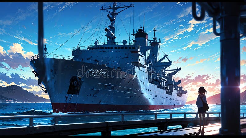 Vibrant Bright Front of a Ship Anime Ai Generated Stock Illustration ...