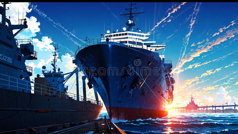 Vibrant Bright Front of a Ship Anime Ai Generated Stock Illustration ...
