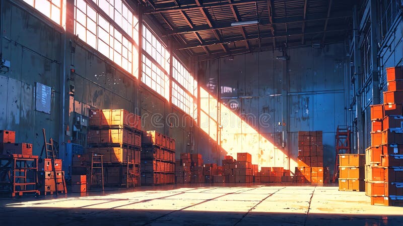 Vibrant Bright Front of a Warehouse Anime Ai Generated Stock ...