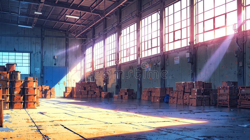 Vibrant Bright Front of a Warehouse Anime Ai Generated Stock ...