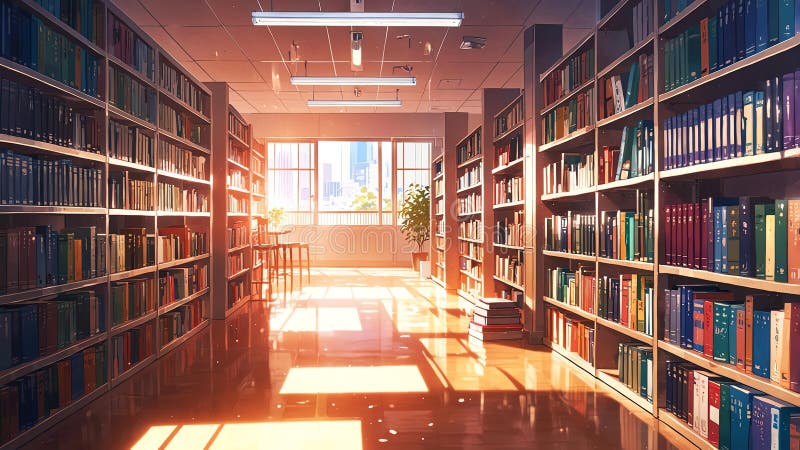 Vibrant Bright Library Anime Ai Generated Stock Illustration ...