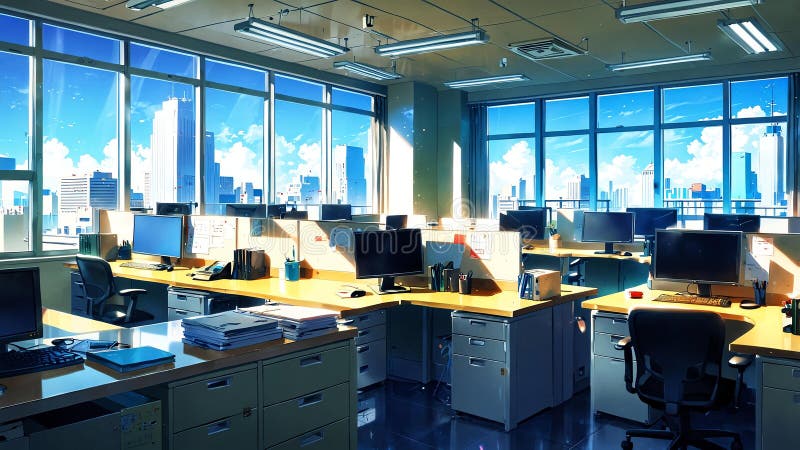 Vibrant Bright Office Anime Ai Generated Stock Illustration ...