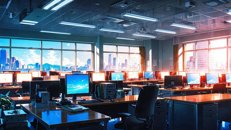 Vibrant Bright Workplace Anime Ai Generated Stock Illustration ...