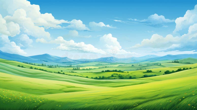 Vibrant Brushstroke Valley: Animated Illustration of Lively Green ...