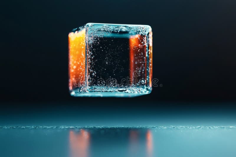 Vibrant Bubbles Behind Floating Ice Cube AI Art Stock Illustration ...