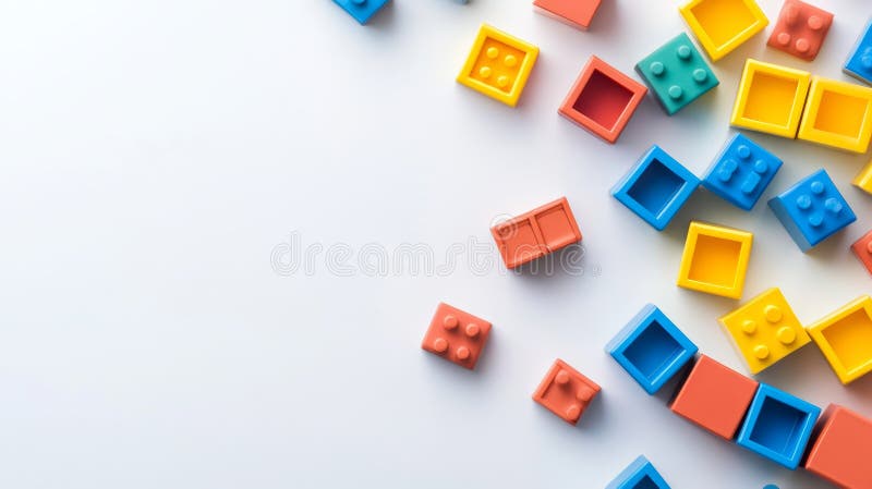 Vibrant Building Blocks Arrangement on White Background Playful Mockup ...