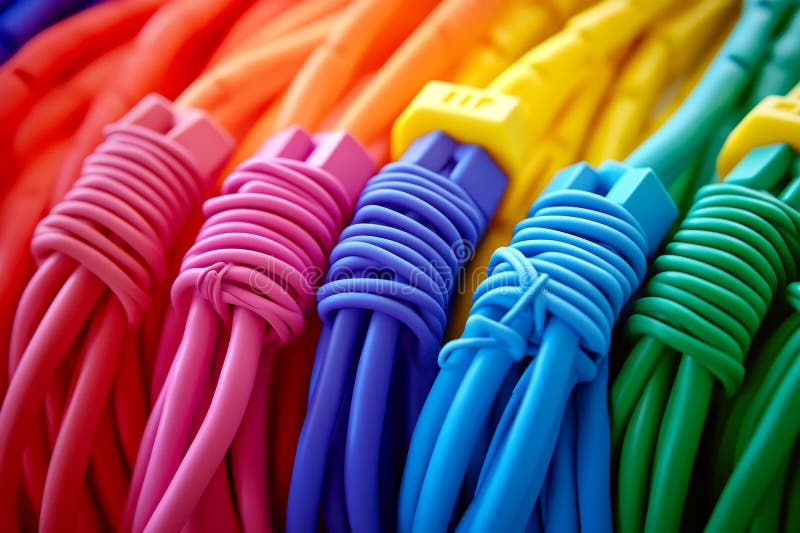 Vibrant Bundle of Colored Network Cables Neatly Tied Together ...