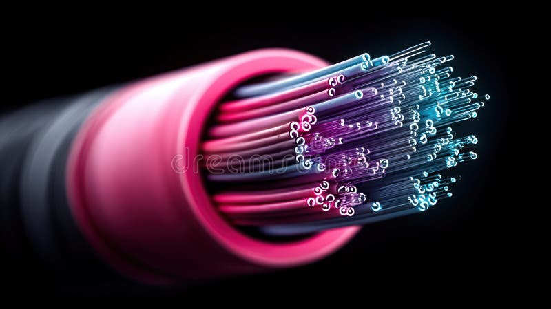 Vibrant Bundle of Fiber Optic Cables, Highlighting Modern Data ...