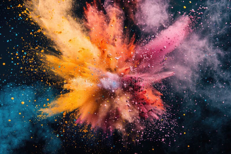 A Vibrant Burst of Colored Powder Fills the Air Stock Image - Image of ...