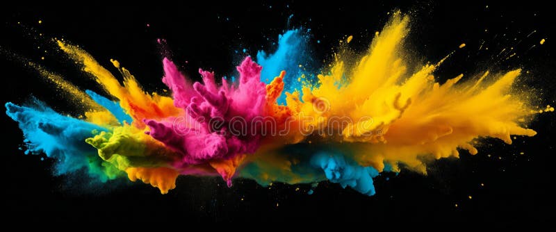 Vibrant Burst of Colorful Powder Exploding Against Black Background ...