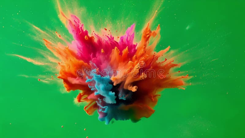 Colorful Powder Exploding on Green Screen Background Stock Footage ...
