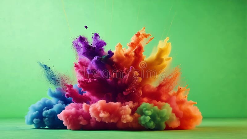 Multicolored Powder Exploding on Green Screen Background Stock Video ...