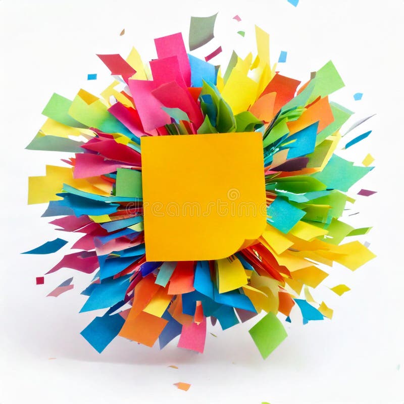 Vibrant Burst of Creativity Colorful Sticky Notes Explosion Stock ...