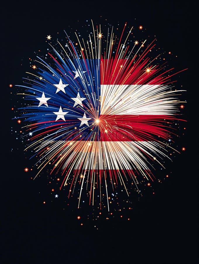 A Vibrant Burst of Fireworks Resembles the American Flag Stock ...