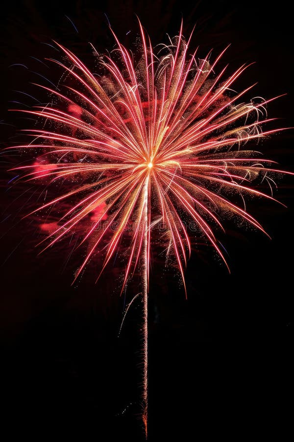 A Vibrant Burst of Red Fireworks Lighting Up the Night Sky, Creating a ...