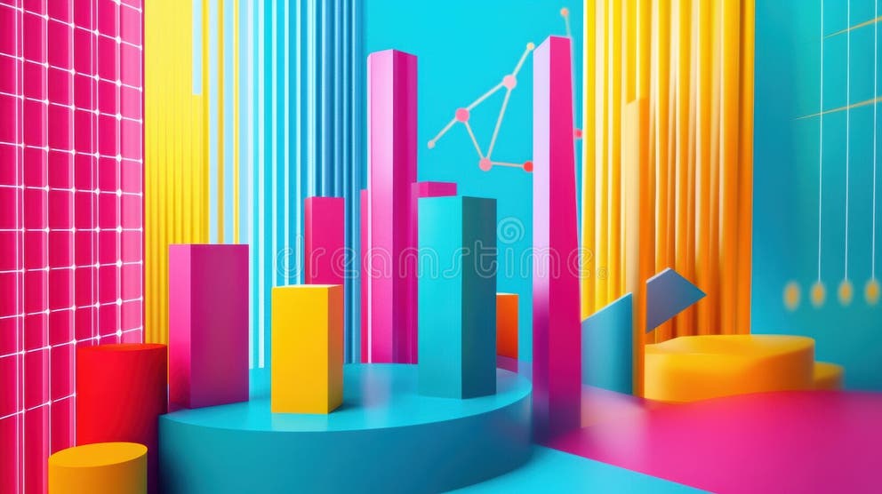 Vibrant Business Analytics Background Showcasing Colorful Bar Charts ...