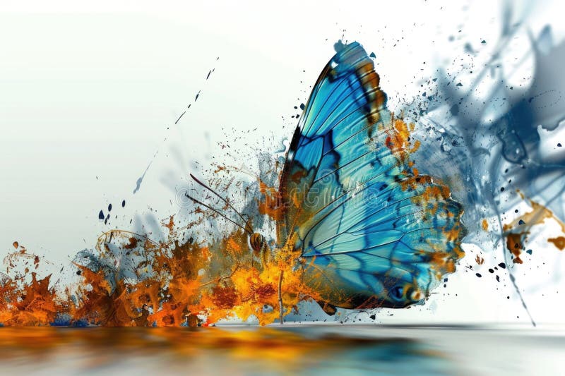 A Vibrant Butterfly Emerges from a Burst of Paint, Its Wings Spread in ...
