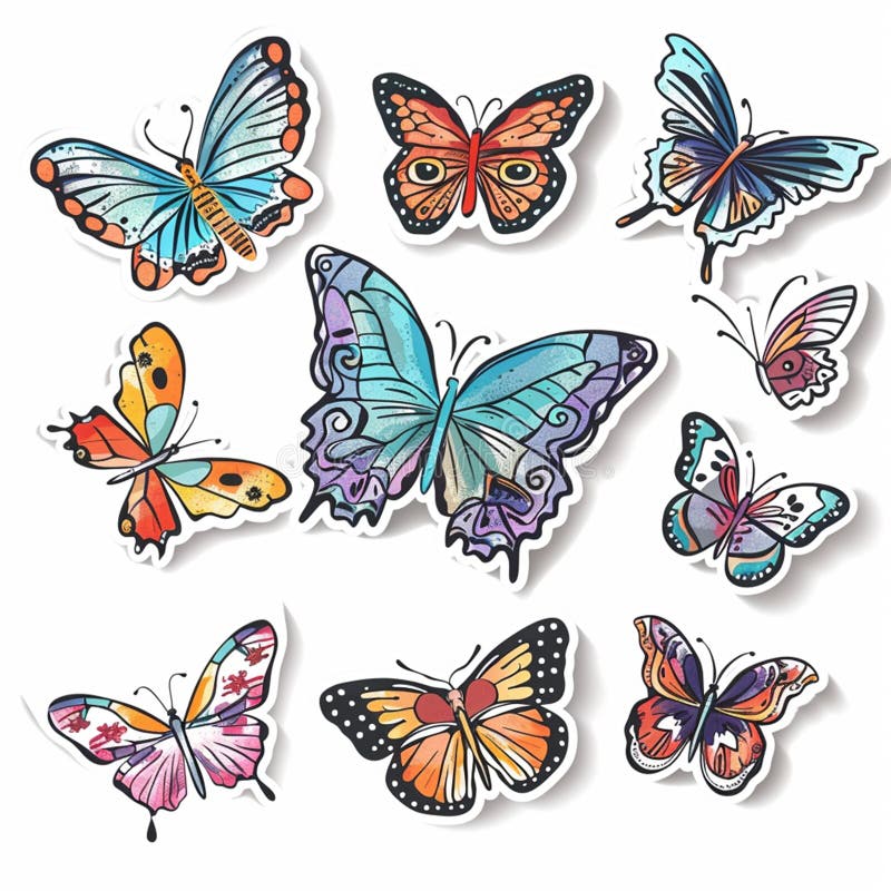 Vibrant Butterfly Stickers Featuring Colorful Designs for Decorating ...