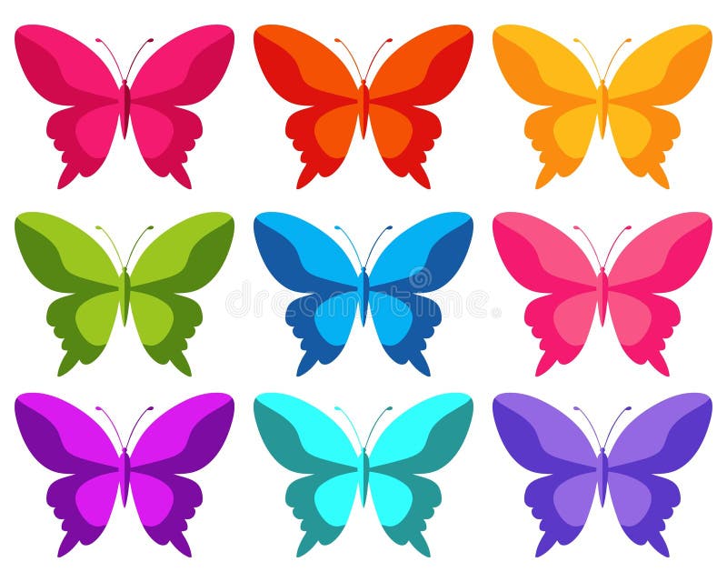Vibrant Butterfly Vector Illustration Set Stock Vector - Illustration ...