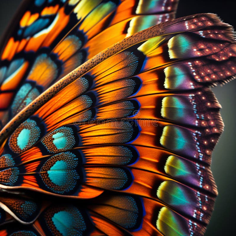 Vibrant Butterfly Wings Closeup. Generative AI Stock Illustration ...