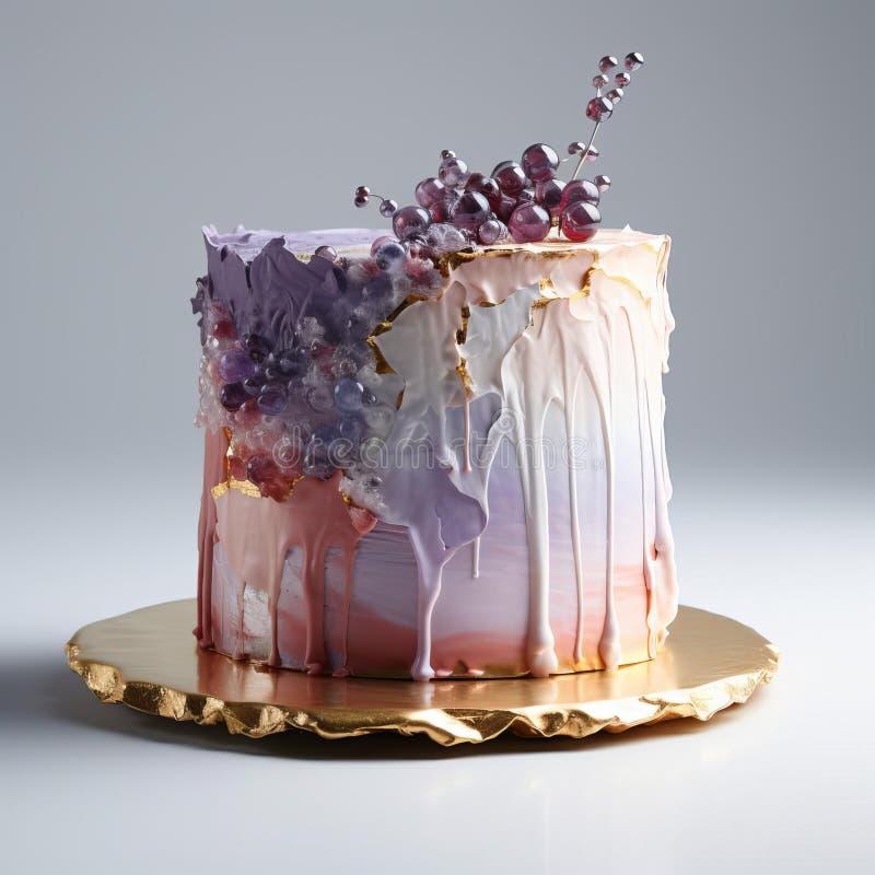 Vibrant Cake with Shiny Bumpy Texture on White Background Stock ...