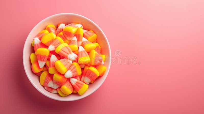 Vibrant Candy Corn in a Bowl, Against a Striking Pink Backdrop ...
