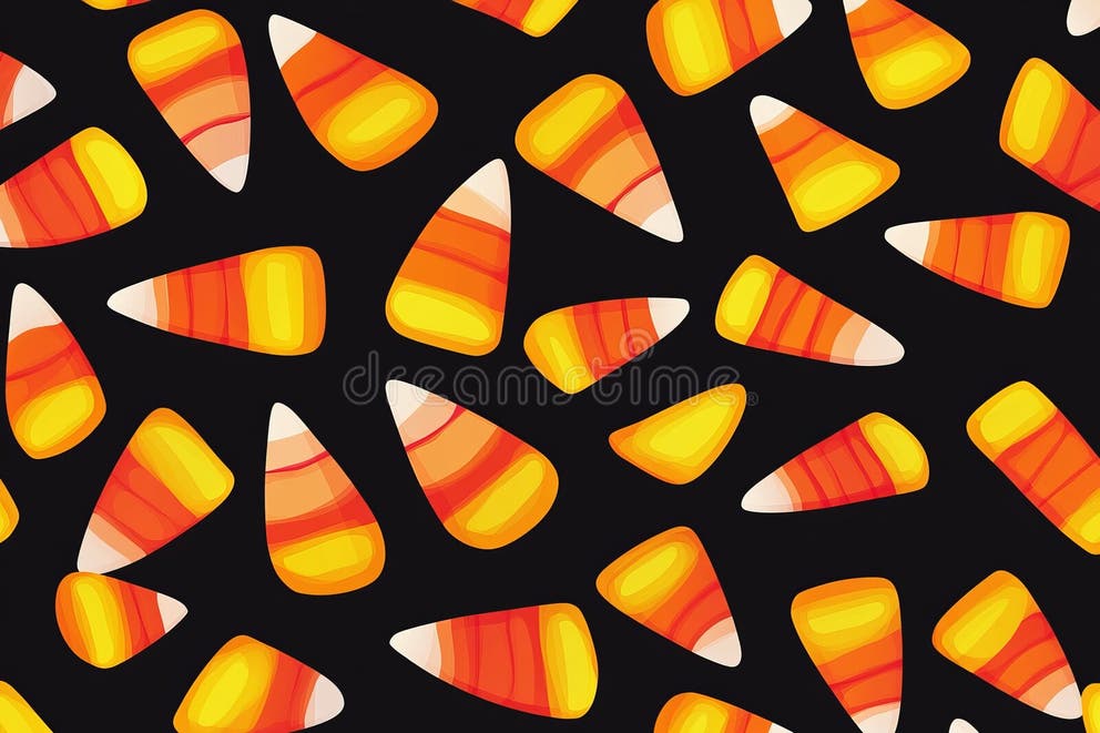 Vibrant Candy Corn Pattern on Dark Background for Halloween Decor Stock ...