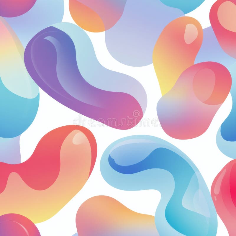Vibrant Candy-like Pattern Featuring Translucent Jelly Shapes with Soft ...