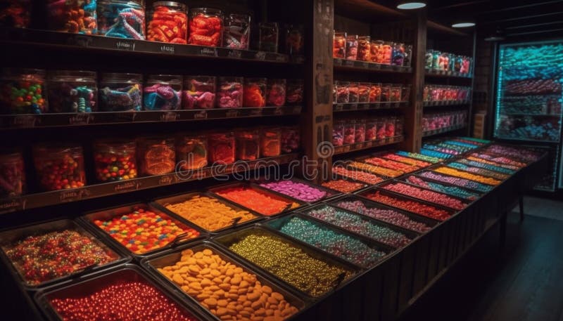 Vibrant Candy and Snack Packets in a Row Generated by AI Stock ...