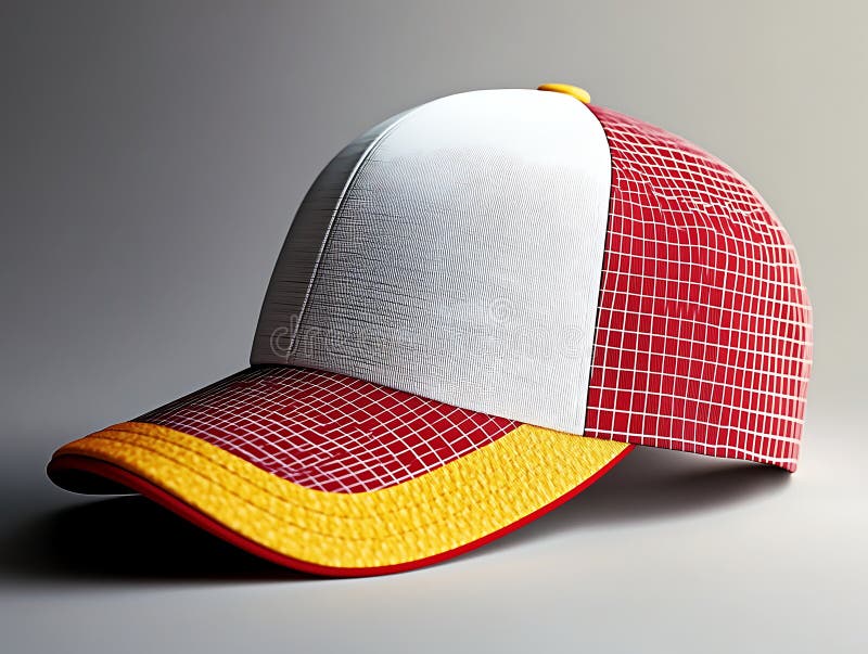 Vibrant Cap with Red and Yellow Textured Design and Modern Aesthetics ...