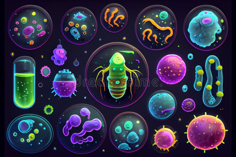A Vibrant and Captivating Illustration Featuring a Set of Bacteria in ...