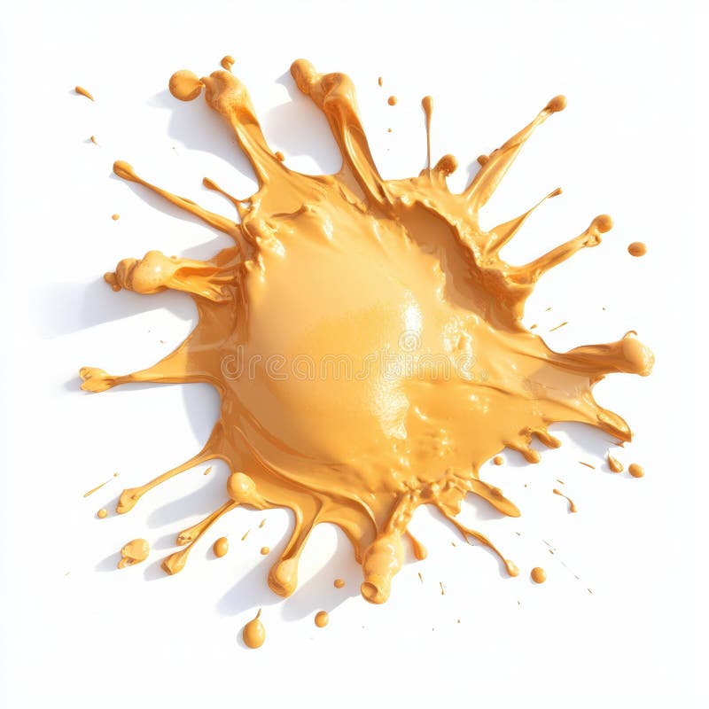 A Vibrant Caramel Colored Paint Splash on a Clean White Surface ...