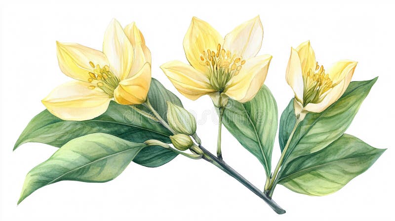 Vibrant Cardamom Flower on Isolated Watercolor Background Stock ...