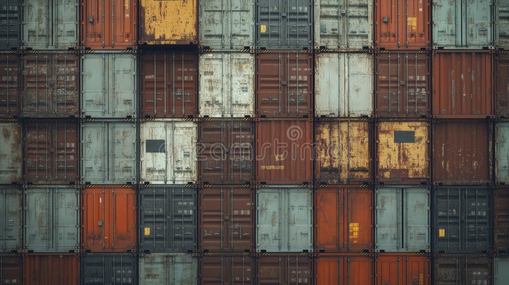 Vibrant Cargo Containers Piled in a Harbor or Docking Area Stock Image ...