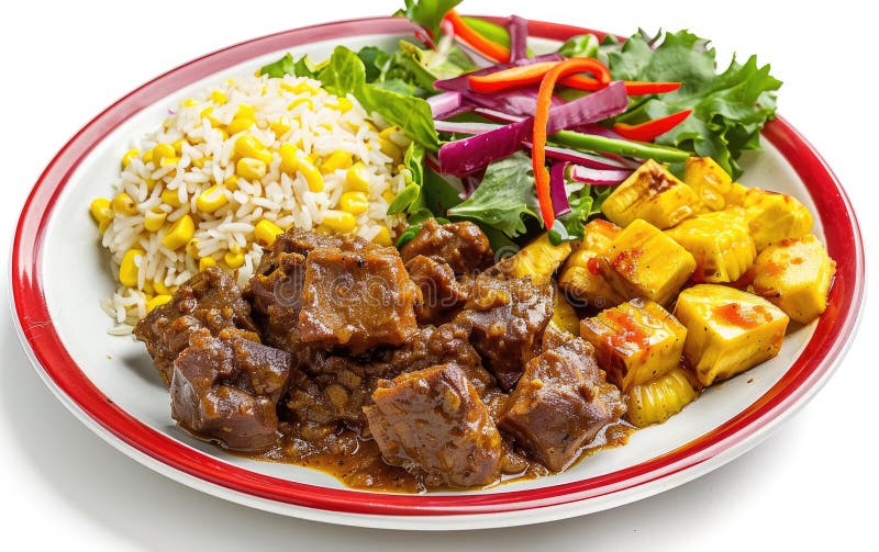 Vibrant Caribbean Cuisine Isolated on White Background, Stock ...