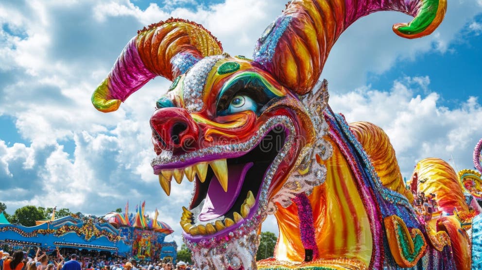 Vibrant Carnival Float with Mythical Creature Design Stock Illustration ...