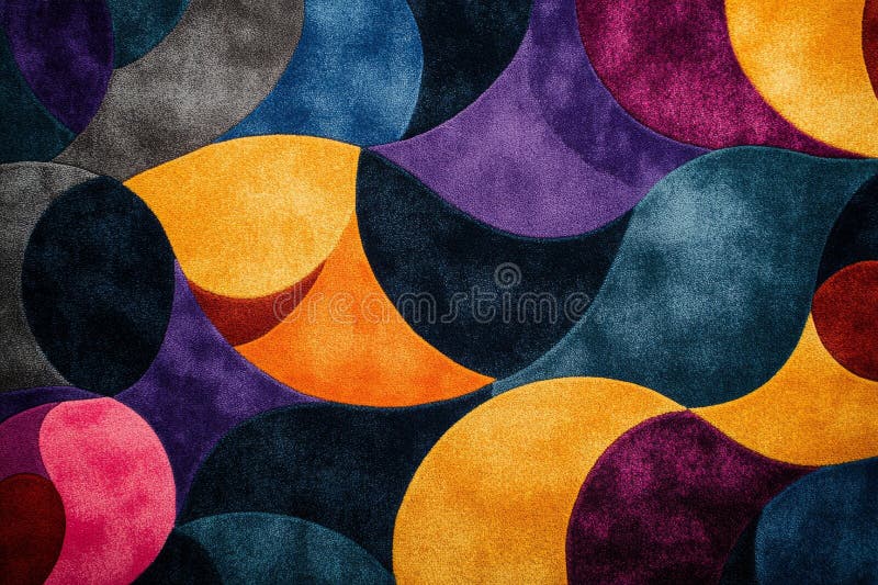 Vibrant Carpet Showcasing a Modern Abstract Design of Overlapping ...