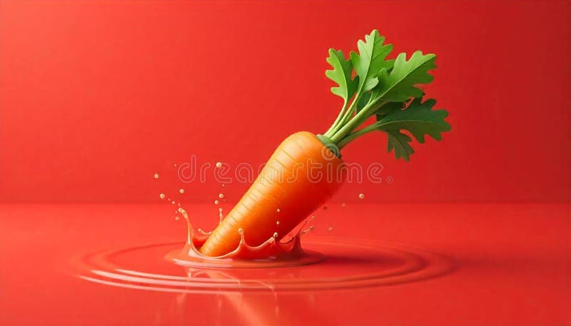 Vibrant Carrot Plunges into Liquid Creating Ripple Effect Stock ...