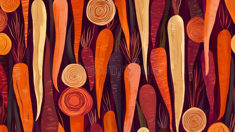 Vibrant Carrots and Slices Creating a Repeating Pattern, Ideal for Food ...