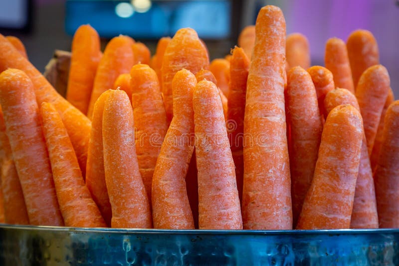 Vibrant Carrots Standing Upright, with a Shallow Depth of Field Stock ...